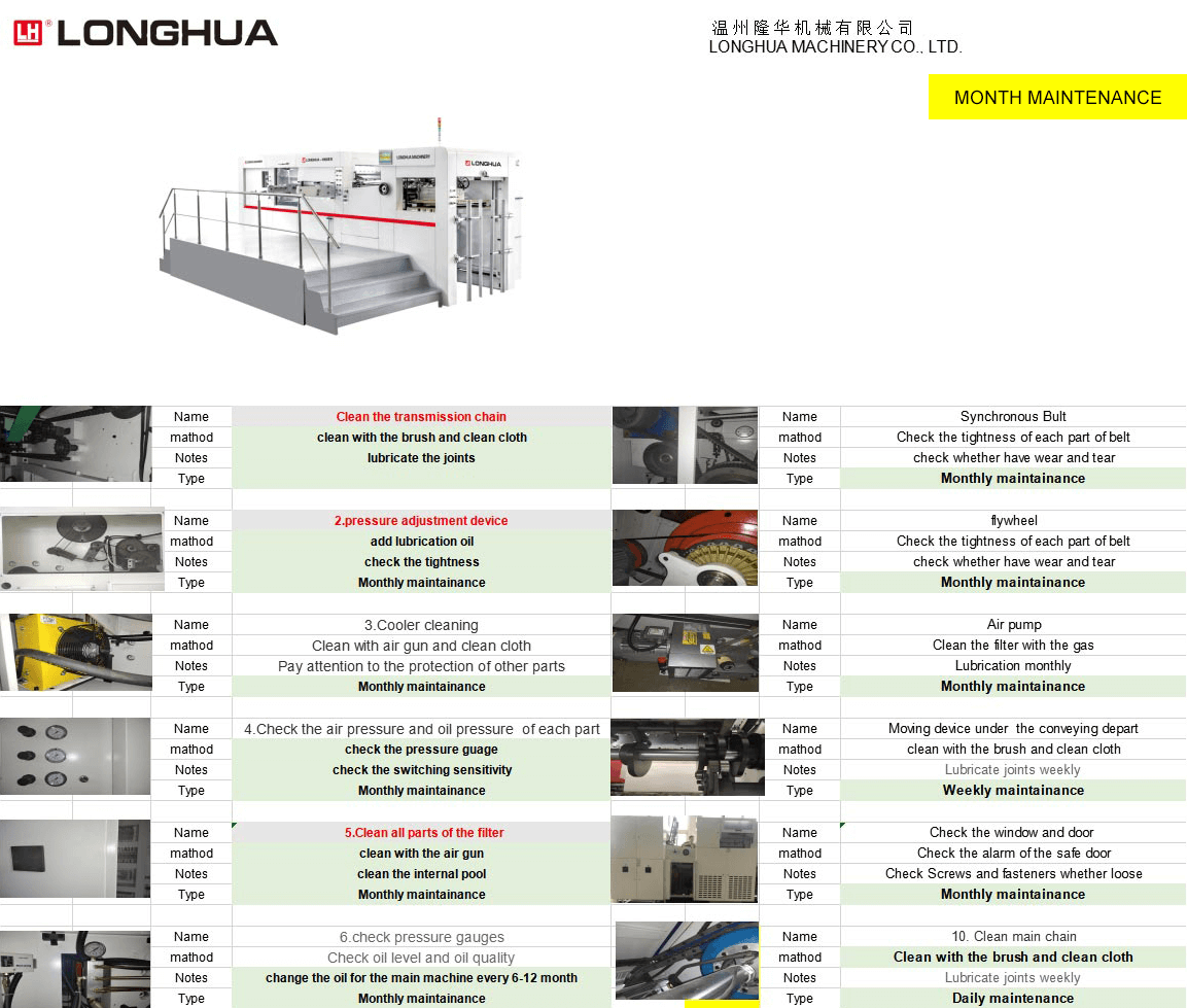 maintenance manual - Wenzhou Longhua Machinery Co., LTD.